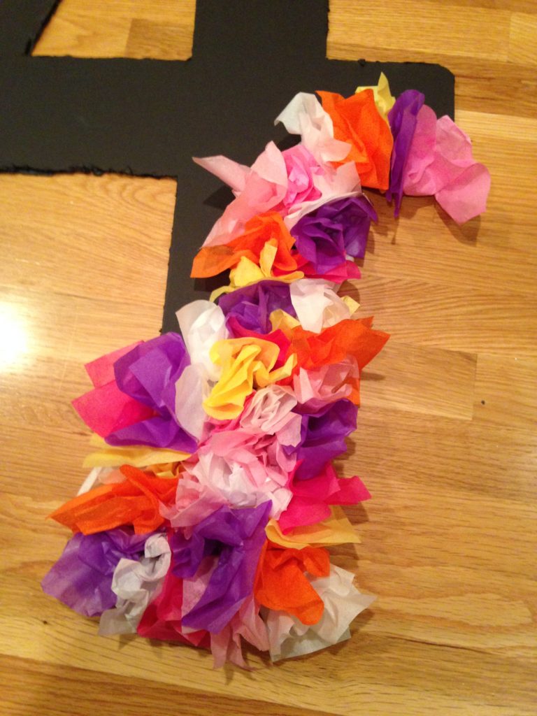 Creating a DIY tissue paper birthday number - a little kooky