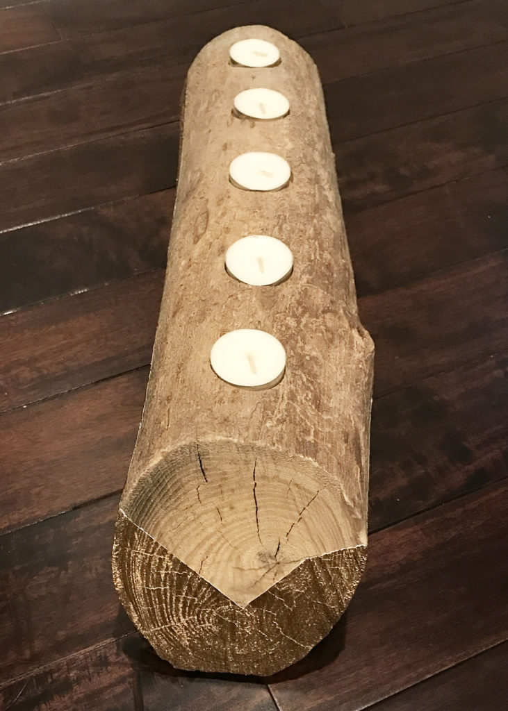 DIY log candle holder - a little kooky